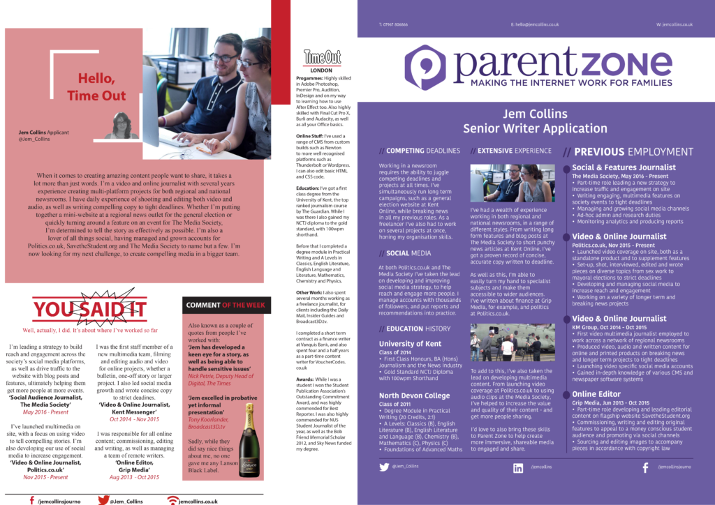 CV side my side - Journo Resources